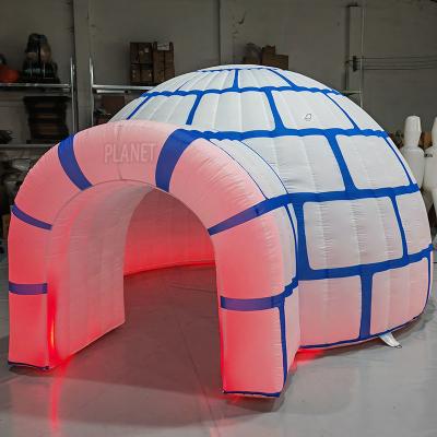 China Inflatable Igloo Dome Tent 4.22x3.7x2.2m Oxford Cloth with LED Light for Event Advertising for sale