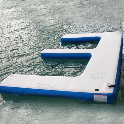 China Custom Inflatable Floating Dock 4.38x4.00m PVC Air Pontoon for Yacht Boat Water Platform for sale