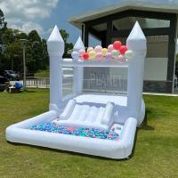 China White Inflatable Bouncer Castle 13x8x8ft with Ball Pit and Slide for Kids Party for sale