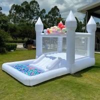 China White Inflatable Bouncer Castle 13x8x8ft with Ball Pit and Slide for Kids Party for sale