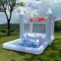 China White Inflatable Bouncer Castle 13x8x8ft with Ball Pit and Slide for Kids Party for sale