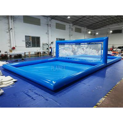China Portable Inflatable Volleyball Pool Court 10m x 5m x 2m PVC Floating Court for Water Parks for sale