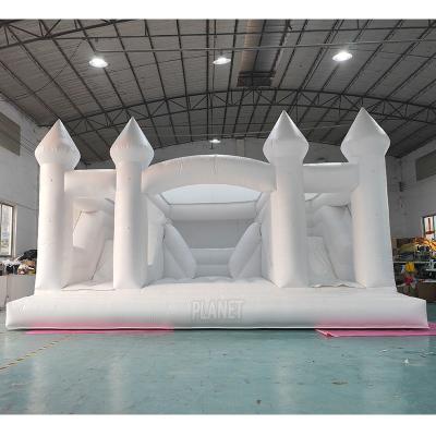 China White Party Bounce House Combo PVC Inflatable Bouncy Castle with Slide 5x6m for sale
