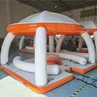 China Inflatable Floating Island 3.4m x 3.4m PVC Water Platform with Tent for 6-8 Adults for sale