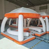 China Inflatable Floating Island 3.4m x 3.4m PVC Water Platform with Tent for 6-8 Adults for sale