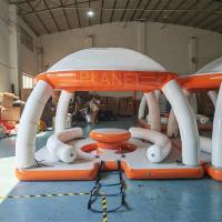 China Inflatable Floating Island 3.4m x 3.4m PVC Water Platform with Tent for 6-8 Adults for sale