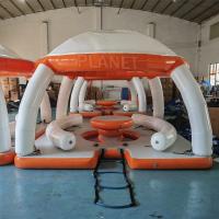 China Inflatable Floating Island 3.4m x 3.4m PVC Water Platform with Tent for 6-8 Adults for sale