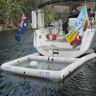 China Durable Airtight Inflatable Ocean Pool 4x3x2m PVC Floating Sea Swimming Pool with Net for sale