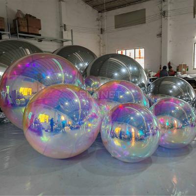 China Double Layer PVC Inflatable Mirror Ball 60-400cm Reusable Bubble Balloon with Electric Air Pump for sale