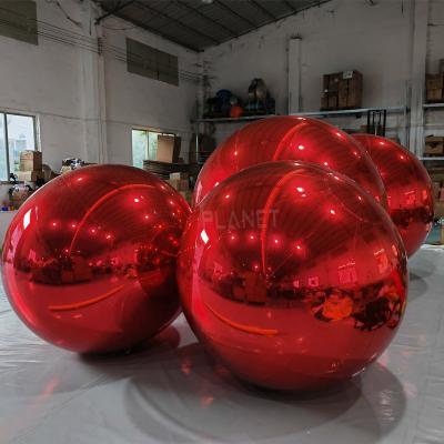 China Giant Durable PVC Hanging Red Shiny Ball Decoration 60cm to 400cm for sale