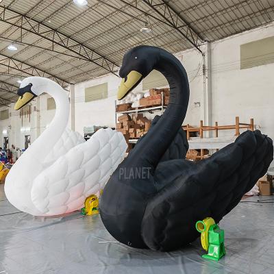 China Custom Giant Inflatable Swan Balloon 3m Tall White Black Swan Model for Advertising Decoration for sale