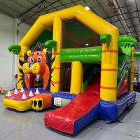 China Inflatable Lion Slide Bounce Castle 5x4x3.8m PVC Bouncy House Combo for Kids for sale