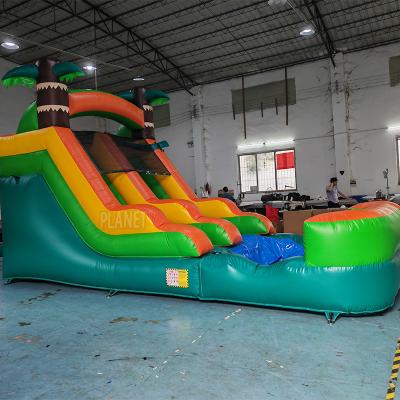 China Giant Inflatable Combo Water Slide Bounce House 6.4m PVC with Pool for Amusement Park for sale