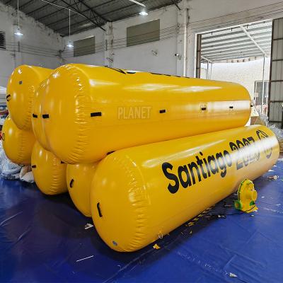 China Customized Inflatable Long Tube Swimming Buoy 0.65mm PVC Floating Marker Water Buoy for sale