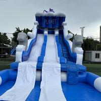 China Commercial Inflatable Double Slide with Water Pool 8x4x7m PVC Bounce Castle for Summer Fun for sale
