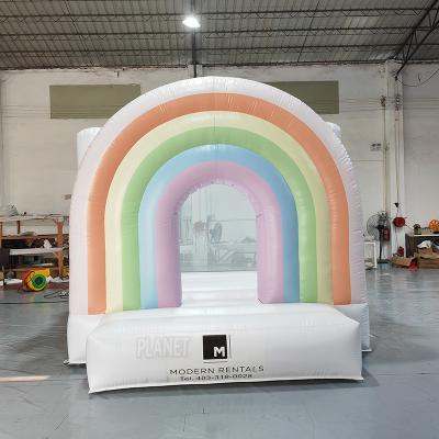 China Pastel Inflatable Rainbow Bounce Castle 3.0m x 3.0m Kids Jumping Bouncy House with CE Blower for sale