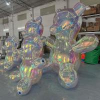 China Custom Airtight Inflatable Iridescent Mirror Bear Balloon 1.8m 2.5m 3m Reflective PVC for sale