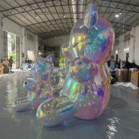 China Custom Airtight Inflatable Iridescent Mirror Bear Balloon 1.8m 2.5m 3m Reflective PVC for sale