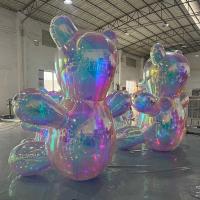 China Custom Airtight Inflatable Iridescent Mirror Bear Balloon 1.8m 2.5m 3m Reflective PVC for sale