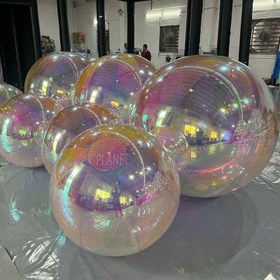 China Customized Giant Iridescent Inflatable Mirror Ball 60cm-400cm Decorative Sphere for sale