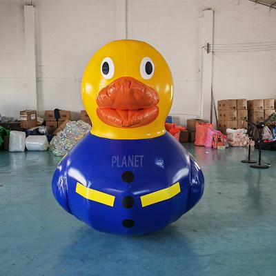 China Custom Inflatable Yellow Duck 4m 5m 6m PVC Tarpaulin Water Floating Advertising Balloon for sale