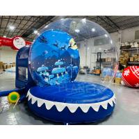 China 3m Christmas Inflatable Snow Globe Photo Booth with Jumping Bouncing Tunnel Customizable for sale