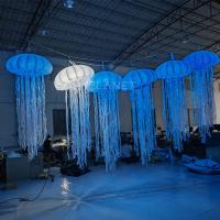 China Hanging Colorful LED Light Inflatable Jellyfish Balloon 1m Diameter 2.5m Height for Decoration for sale