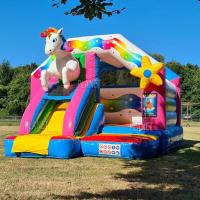 China Outdoor PVC Unicorn Inflatable Bouncy Castle 5x4x4m with Blower for Kids for sale