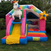 China Outdoor PVC Unicorn Inflatable Bouncy Castle 5x4x4m with Blower for Kids for sale
