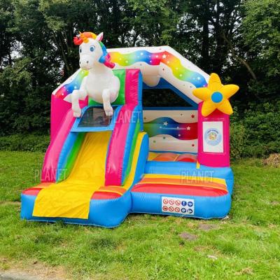 China Outdoor PVC Unicorn Inflatable Bouncy Castle 5x4x4m with Blower for Kids for sale