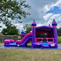 China Party Rental Pink Double Lane Bouncer Inflatable Water Slide 31ft x 13ft x 15ft for sale
