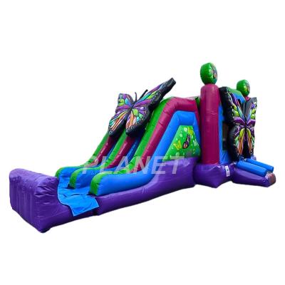 China Commercial PVC 0.55mm Dual Slide Butterfly Inflatable Bounce House Combo for sale