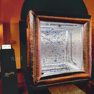 China Portable 2.4m Inflatable Cash Cube Photo Booth 210D Oxford Fabric Money Grabber Machine for sale