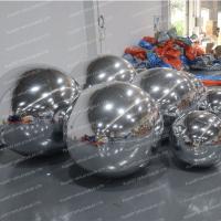 China Giant Hanging Silver Reflective Inflatable Mirror Ball 1m Diameter Indoor Decorative PVC Balloon for sale