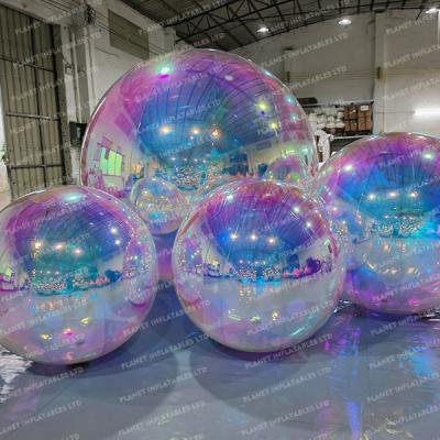 China Giant Iridescent Inflatable Mirror Ball 100cm PVC Hanging Sphere for Party Wedding Decoration for sale