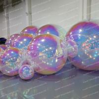 China Giant Iridescent Inflatable Mirror Ball 100cm PVC Hanging Sphere for Party Wedding Decoration for sale
