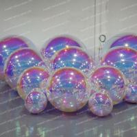 China Giant Iridescent Inflatable Mirror Ball 100cm PVC Hanging Sphere for Party Wedding Decoration for sale