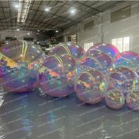 China Giant Iridescent Inflatable Mirror Ball 100cm PVC Hanging Sphere for Party Wedding Decoration for sale