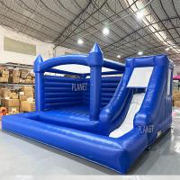 China Customized Commercial Blue Bouncy Castle 5m x 4.5m with Ball Pit and 0.55mm PVC for sale