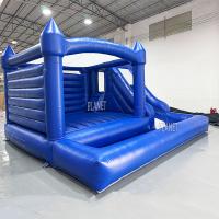 China Customized Commercial Blue Bouncy Castle 5m x 4.5m with Ball Pit and 0.55mm PVC for sale