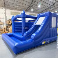 China Customized Commercial Blue Bouncy Castle 5m x 4.5m with Ball Pit and 0.55mm PVC for sale
