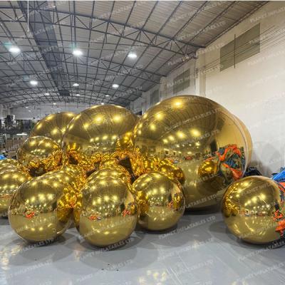 China Large Hanging Gold PVC Inflatable Mirror Ball 40cm to 400cm for Event Decoration for sale