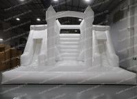 China White Inflatable Bounce House with Double Slide and Ball Pit 6x6m PVC Tarpaulin for sale