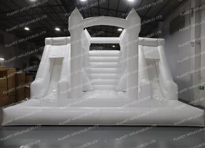 China White Inflatable Bounce House with Double Slide and Ball Pit 6x6m PVC Tarpaulin for sale