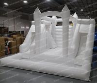 China White Inflatable Bounce House with Double Slide and Ball Pit 6x6m PVC Tarpaulin for sale