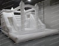China White Inflatable Bounce House with Double Slide and Ball Pit 6x6m PVC Tarpaulin for sale