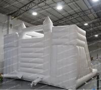 China White Inflatable Bounce House with Double Slide and Ball Pit 6x6m PVC Tarpaulin for sale