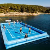 China Portable Inflatable Pickleball Court 18x9m PVC Floating Water Sport Platform for Sea Games for sale