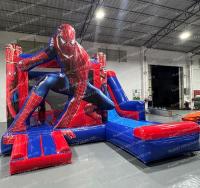 China Commercial Inflatable Spiderman Bouncy Castle with Slide 5m x 5m 0.55mm PVC for sale