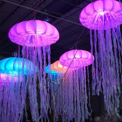 China Custom Color Changing LED Hanging Inflatable Jellyfish Balloon 1m Dia 2.5m H with Remote Control for sale